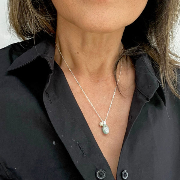 Paua Shell & Rice Pearl Necklace (Fine Chain) – Nostalgem